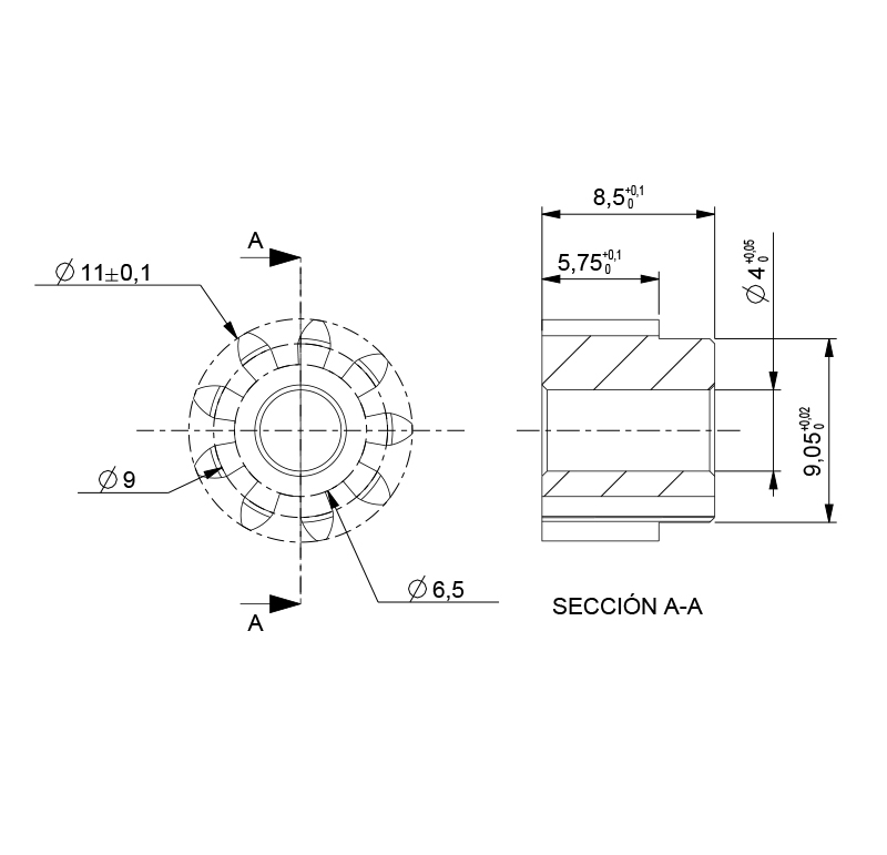 Pi n De Metal M dulo 1 000 Dientes 9Z Forma Recto Ref 026172 Pi n De Metal M dulo 1 000 Dientes 9Z Forma Recto Ref 026172